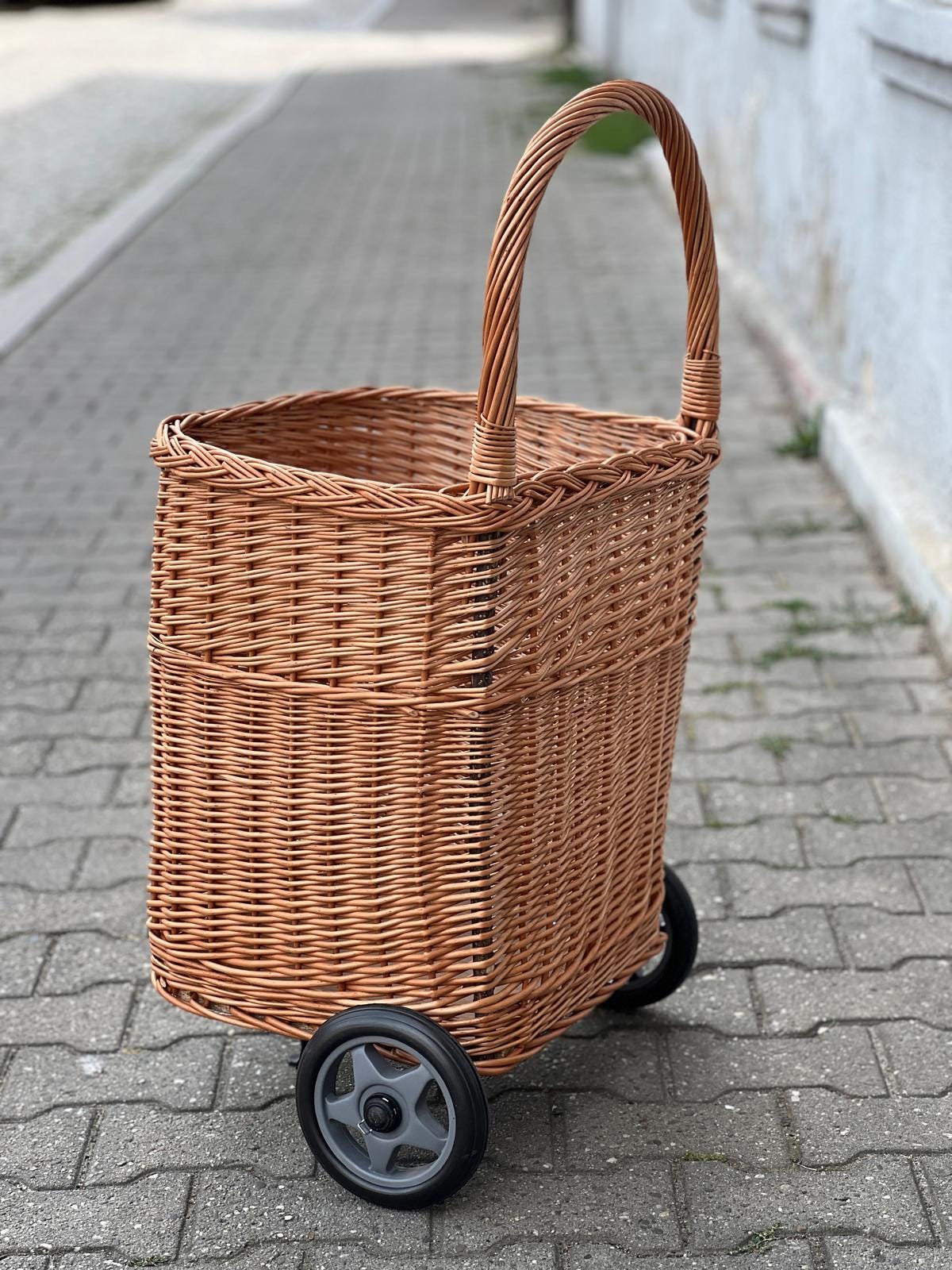 Wicker Trolley With Wheels – Handmade Polish Market Basket – Fully ...
