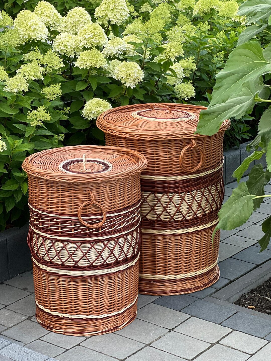 A Set of Two Handmade Wicker Containers for the Home, Made to Order - Etsy