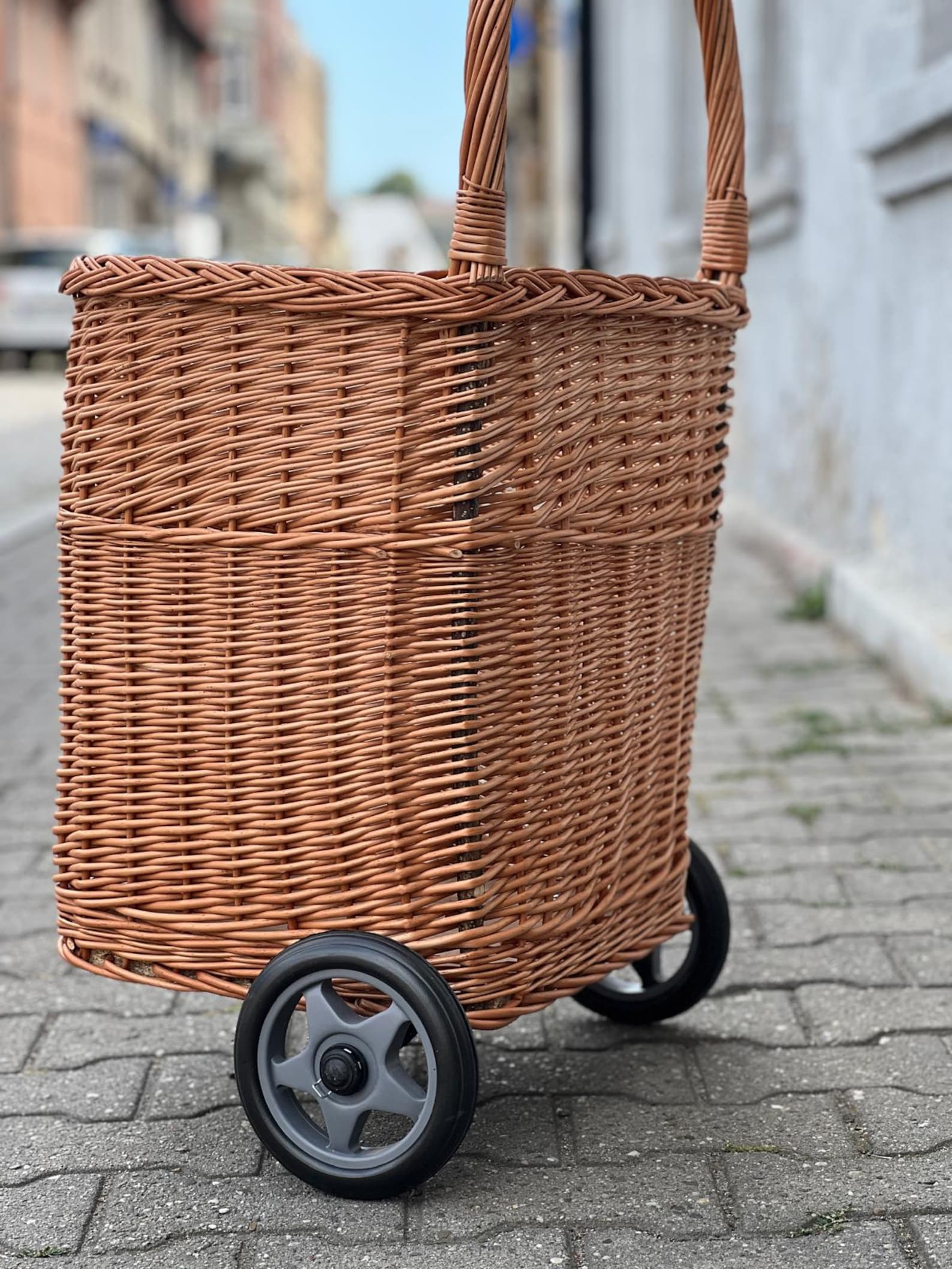 Wicker Trolley With Wheels – Handmade Polish Market Basket – Fully ...