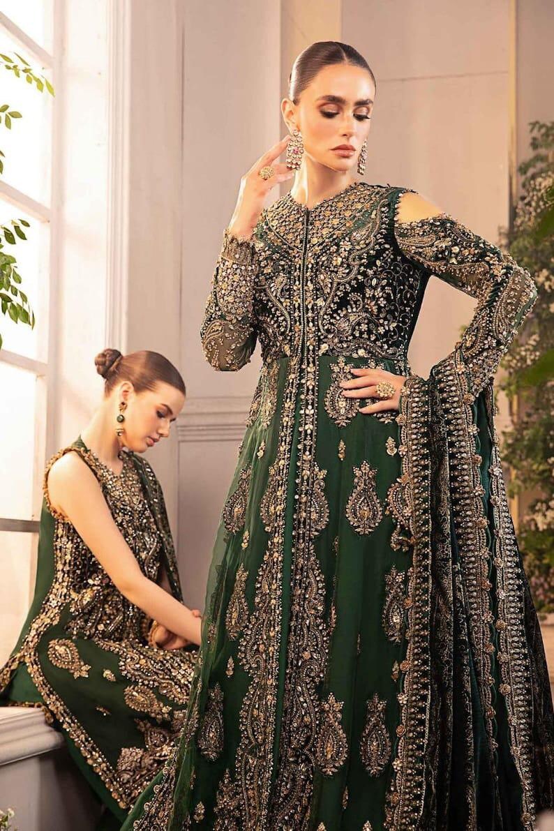 Emerald Green Pakistani Wedding Dresses, Indian Latest Bridal Party ...