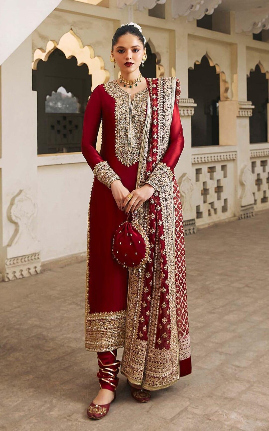 Red Vine Dress Hand-made 3 Piece Wedding Formal Dress With Clutch ...