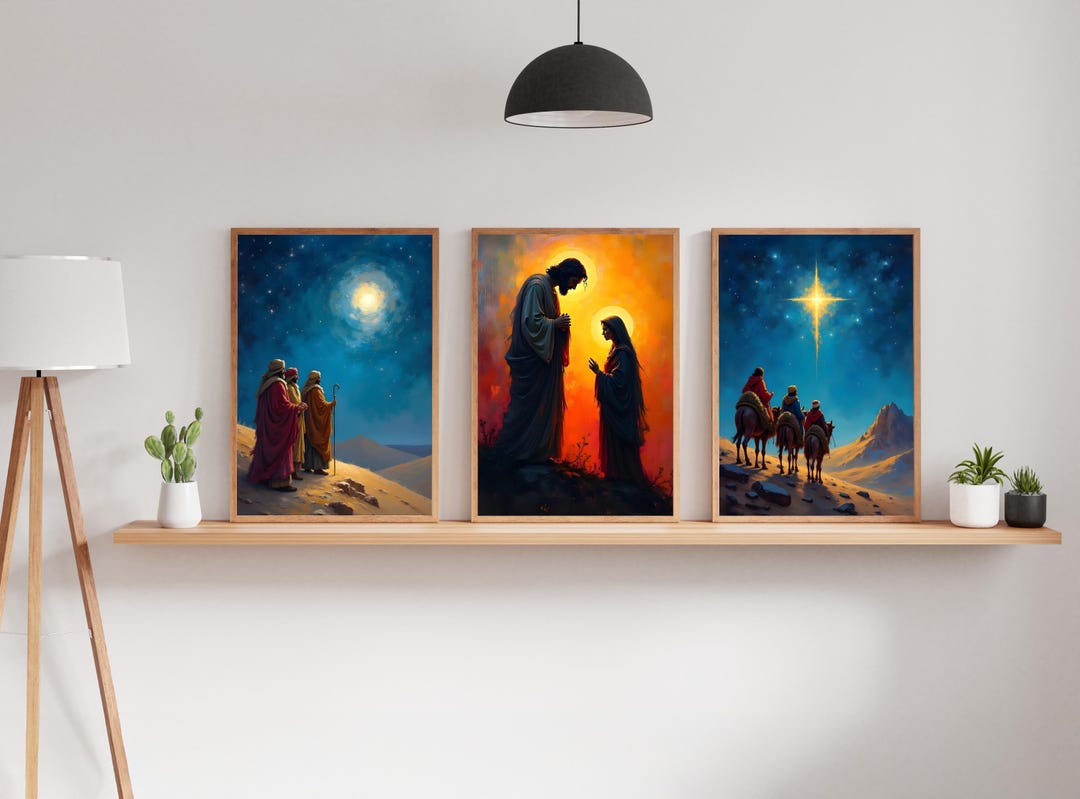 Set of 3 Christmas Nativity Art Prints Wise Men, Jesus Christ and Mary ...