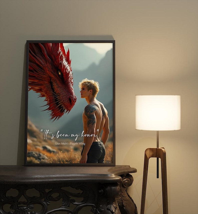 Liam and Deigh Dragon Fourth Wing Poster Print - Rebecca Yarros Book ...