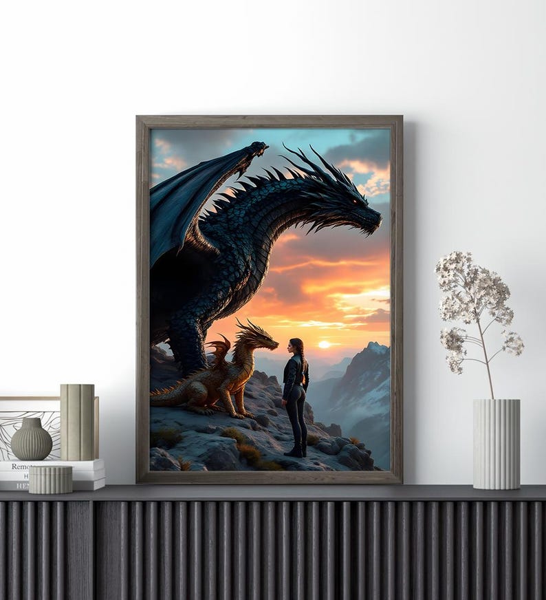 Violet Sorrengail, Tairn and Andarna Dragons Poster - Fourth Wing of ...