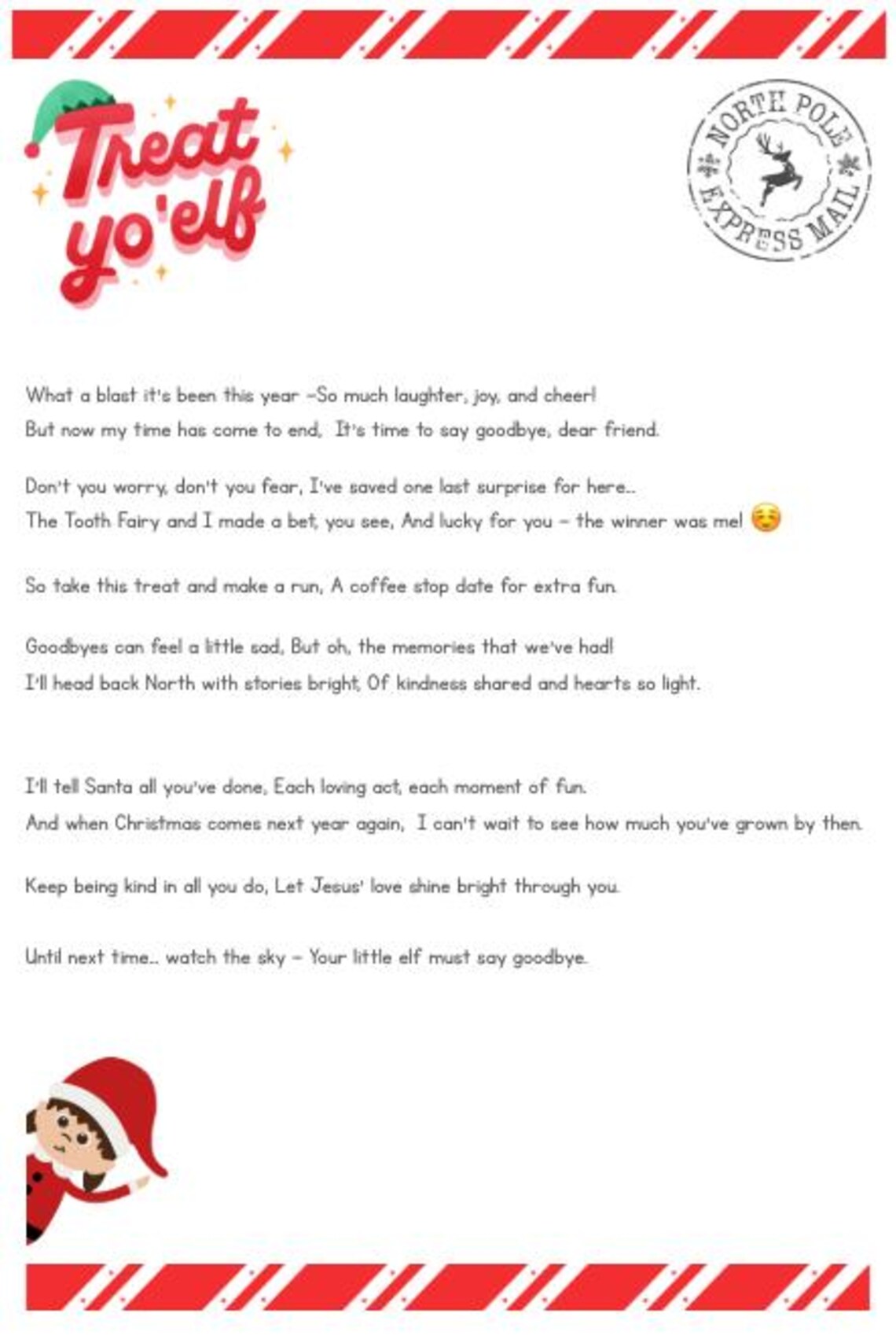 Elf Goodbye Letter Printable | Elf Farewell Letter From North Pole ...