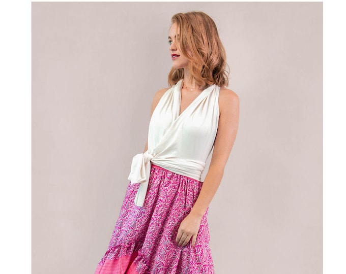 Cream Convertible Wrap Top, Infinity Wrap Top, Organic Cotton Wrap Top ...