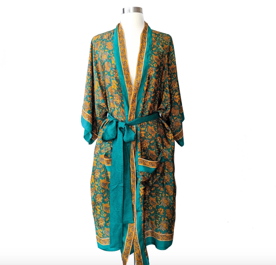 Green Kimono, Tropical Robe, Beach Robe, Summer Jacket, Green Robe ...