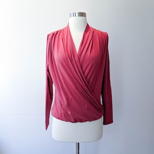 Red Cowl Neck Wrap Top, Organic Bamboo Jersey Knit - Etsy