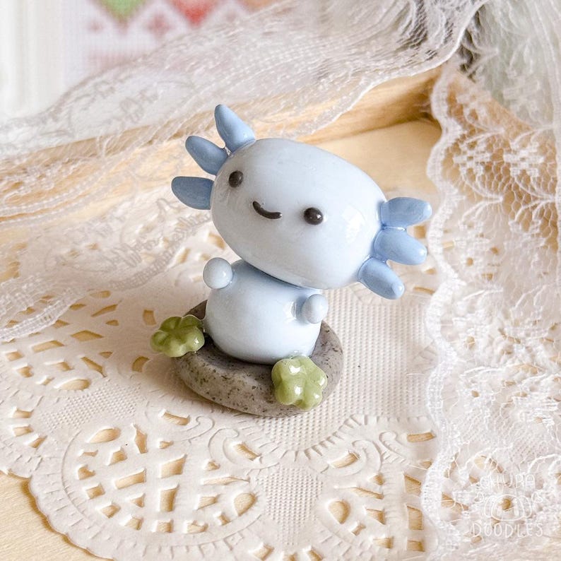 Polymer Clay Axolotl Figurine , Cute Clay Desk Friends , Kawaii Home ...