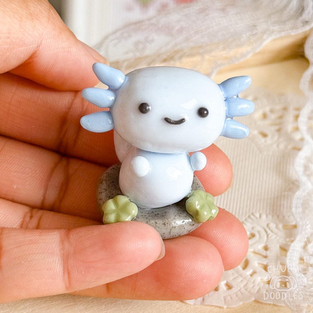 Polymer Clay Axolotl Figurine , Cute Clay Desk Friends , Kawaii Home ...