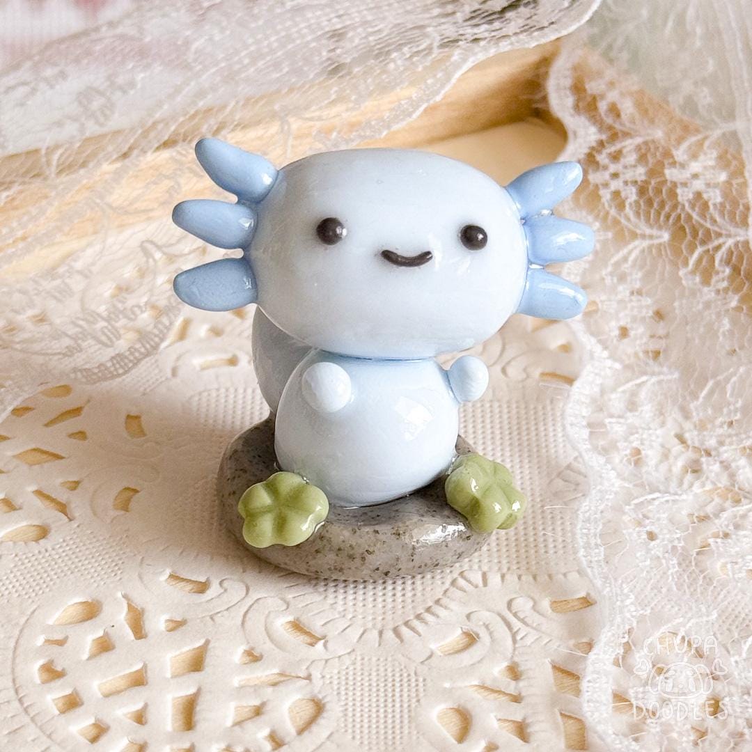Polymer Clay Axolotl Figurine , Cute Clay Desk Friends , Kawaii Home ...