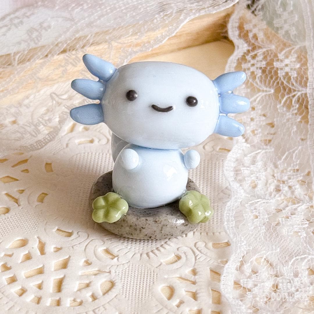 Polymer Clay Axolotl Figurine , Cute Clay Desk Friends , Kawaii Home ...