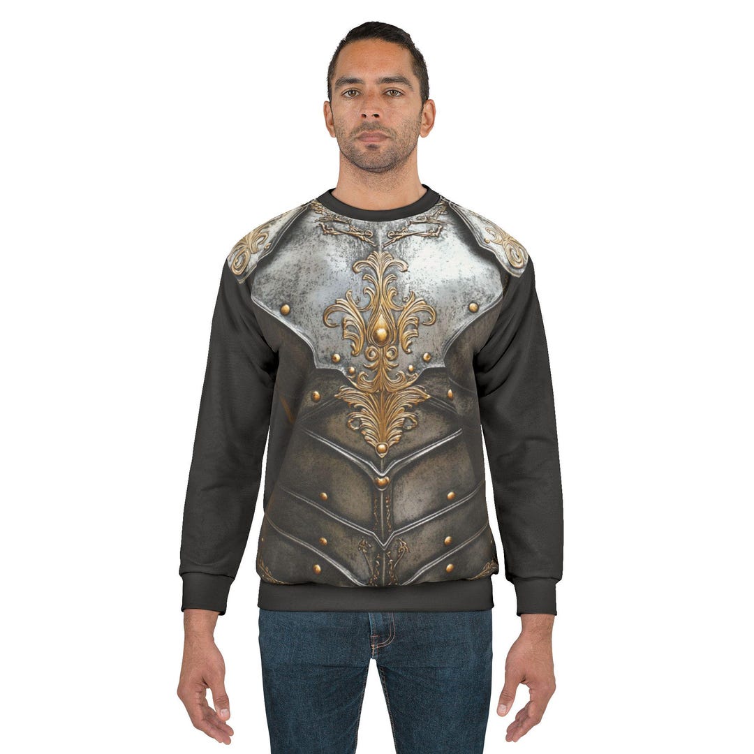 Medieval Knight Sweatshirt, Armor Print Pullover, Fantasy Cosplay ...