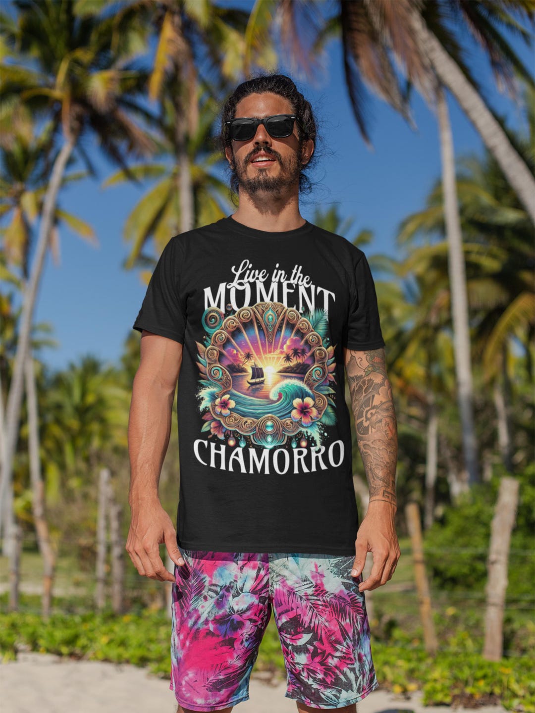 Chamorro T-shirt, Guam Island Shirt, Live in the Moment Tee, Tropical Beach Graphic Tee, Pacific ...