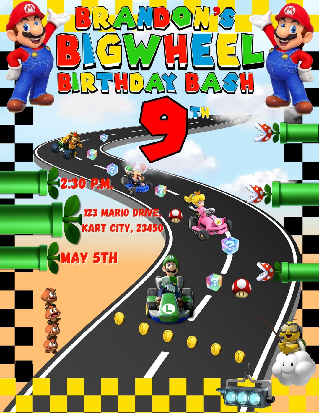 Mario Themed Party Template - Etsy