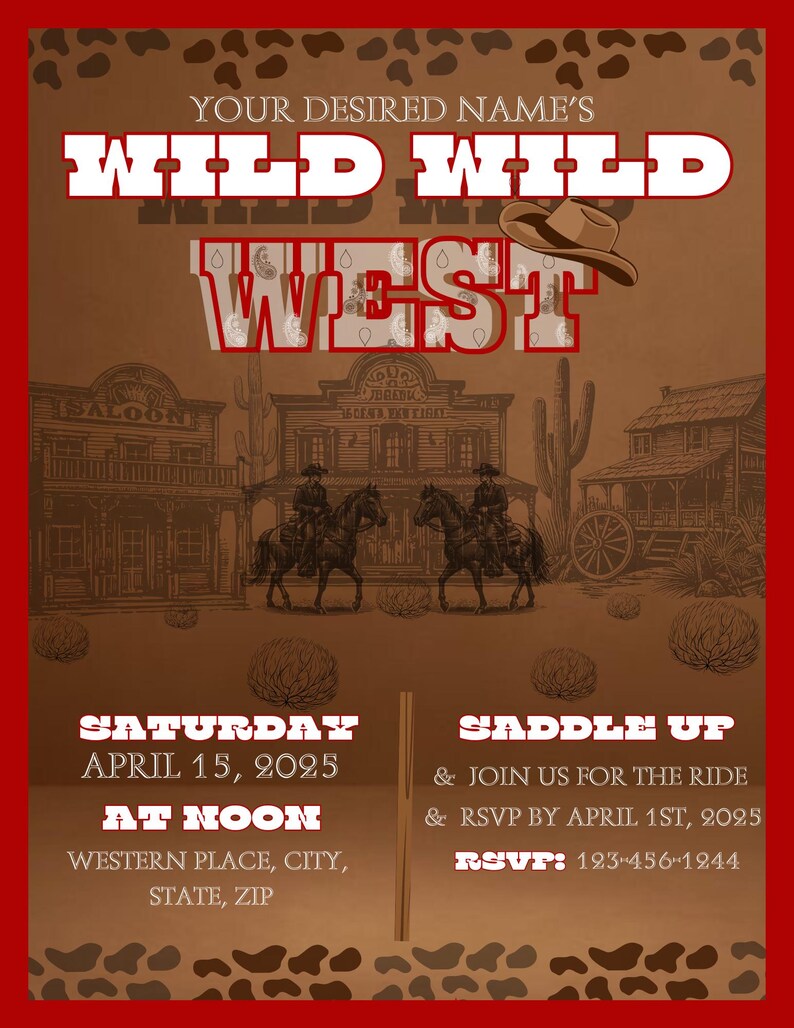 Wild Wild West Theme Party Template - Etsy