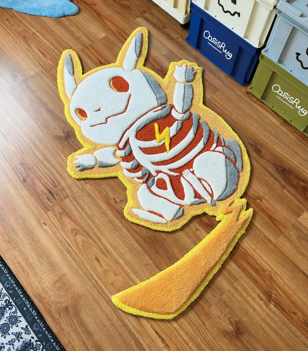 Skeleton Pikachu Tufted Rug, Skeleton Pikachu Rug, Soft Touch Rug ...