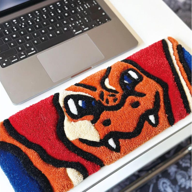 Charizard Keyboard Tufted Rug, Anime Charizard Rug, Soft Touch Rug ...