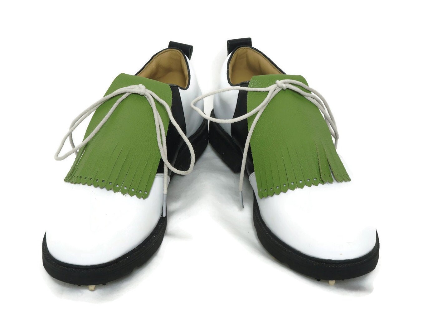 Grass Green Leather Golf Shoe Kilties: Mens Shoe Fringe - Etsy