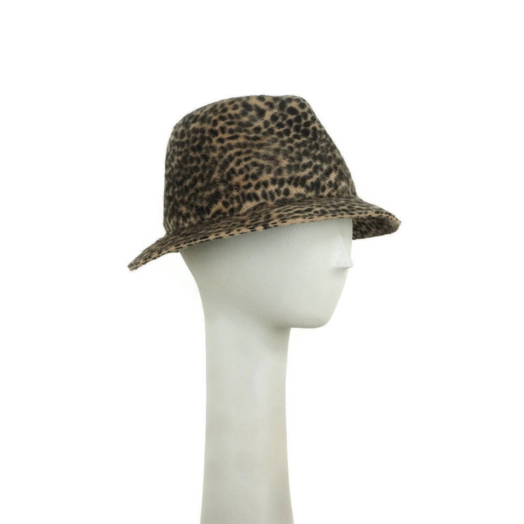 Cheetah Animal Print Fedora Hat for Women Stingy Brim Fur | Etsy