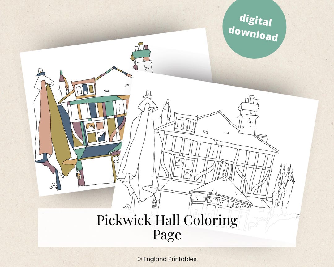 Pickwick Hall Printable, Coloring Sheet, English Countryside, Hand ...
