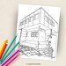 1960's Brutalist Architecture Concrete Printable Coloring Sheet. Hand ...