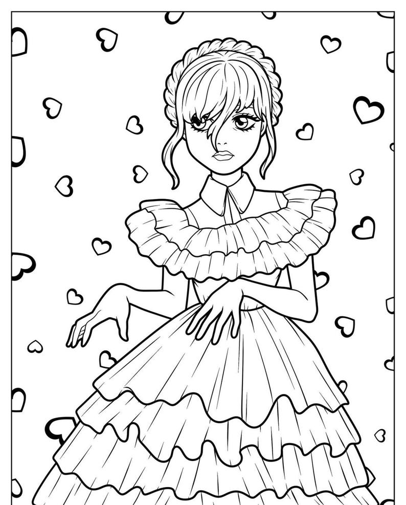 Wednesday Coloring Page - Etsy