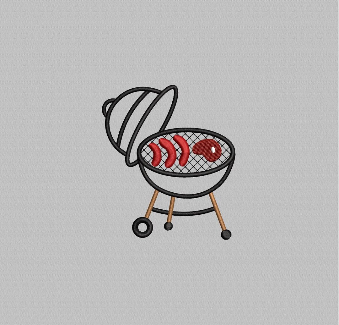 Barbecue Grill Machine Embroidery Design: BBQ Pattern, 4 Sizes (digital ...