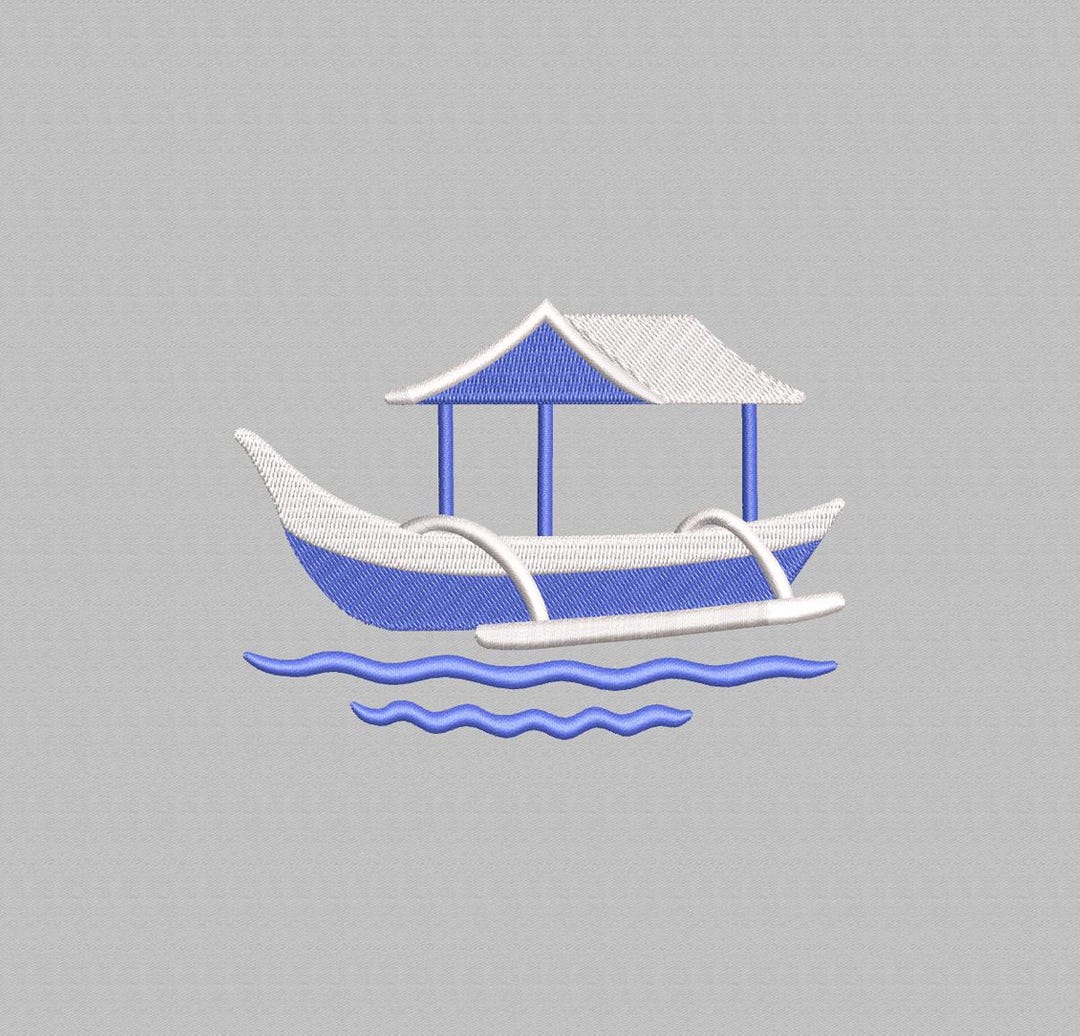 Philippines Boat Local Bangka Embroidery File, Fishing Boat Embroidey ...