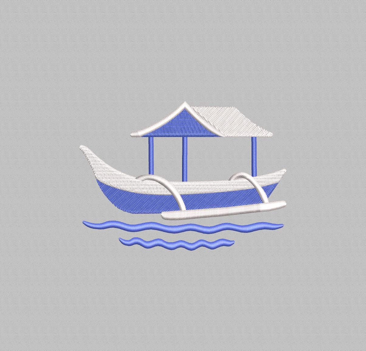Philippines Boat Local Bangka Embroidery File, Fishing Boat Embroidey ...