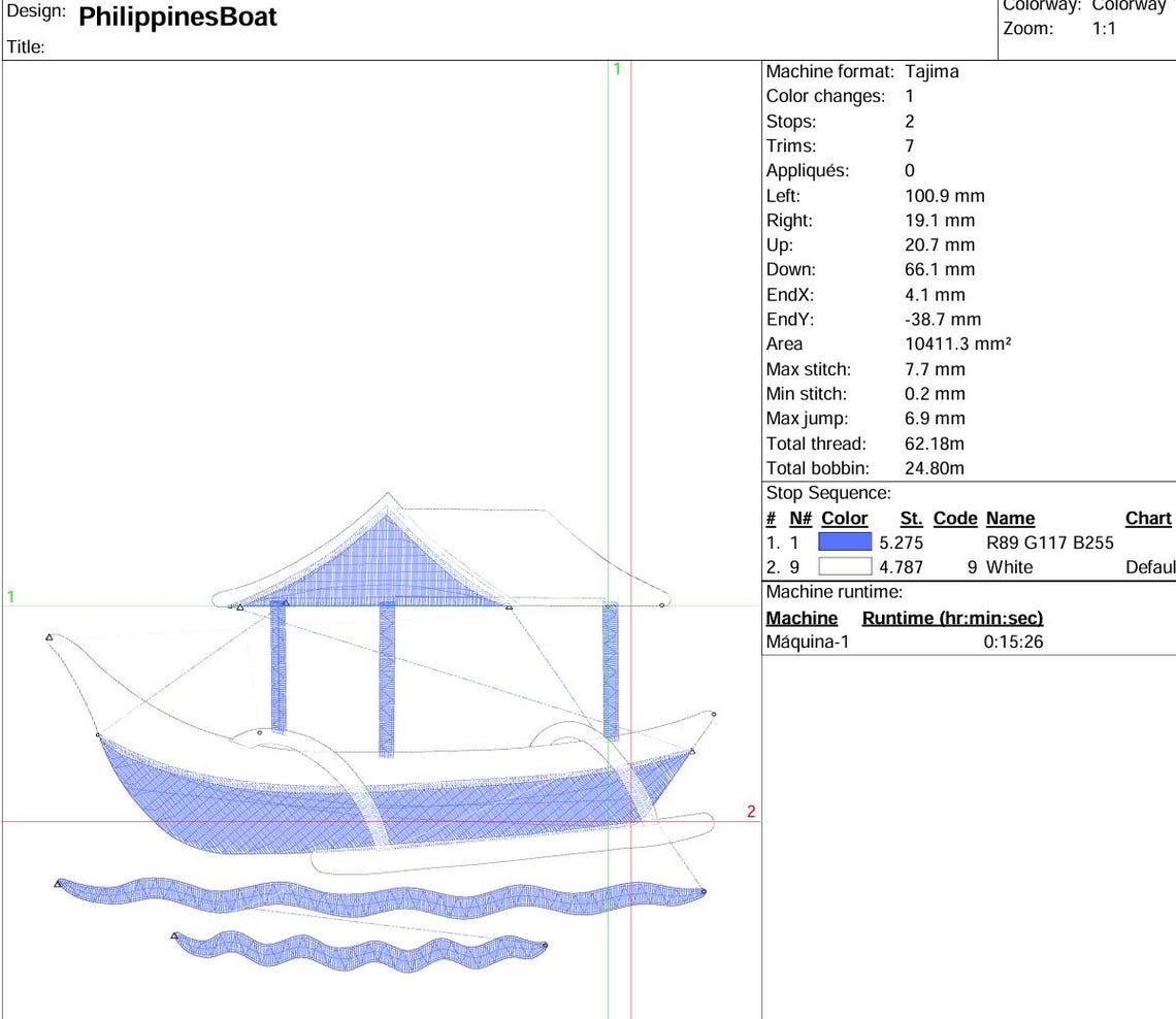 Philippines Boat Local Bangka Embroidery File, Fishing Boat Embroidey ...