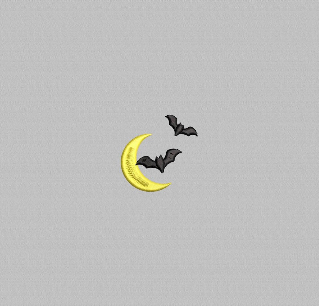 Bats and Moon Embroidery Design, Halloween Night File (digital File) - Etsy