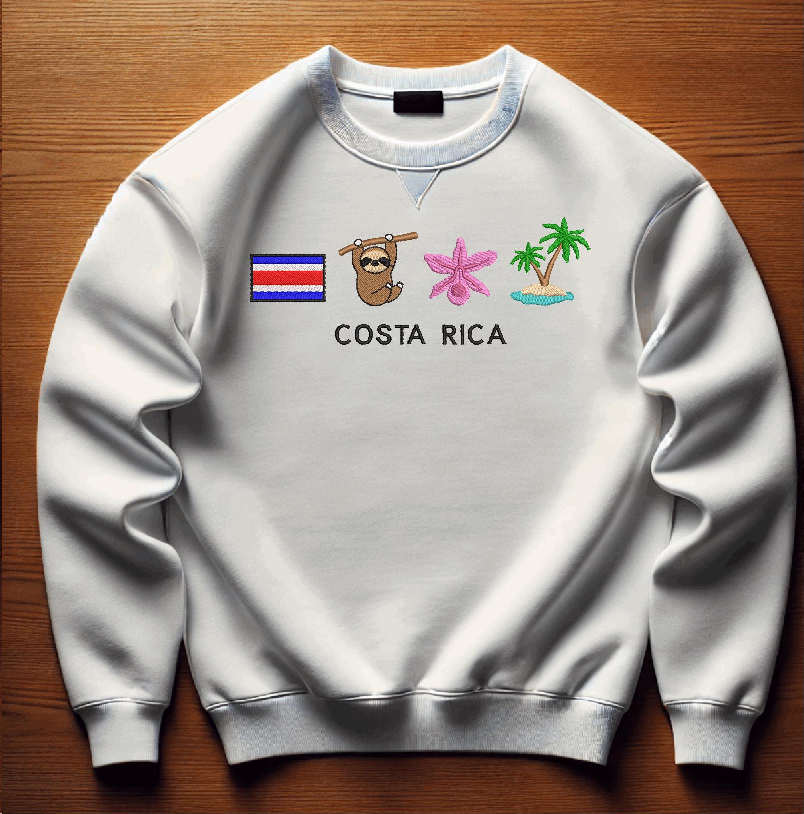 Costa Rica Embroidery Design, Flag Embroidery, Sloth, Guaria Morada ...