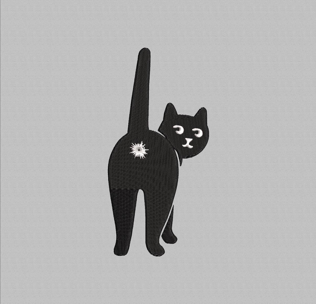 Black Cat Butt Embroidery Design, Funny Animal Design (instant Download ...
