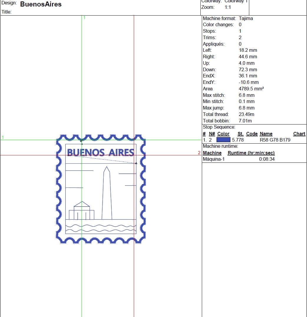 Buenos Aires Stamp Embroidery Design: Argentina Postage Souvenir ...