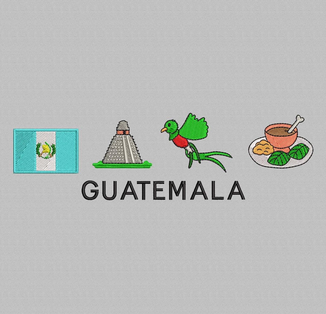Guatemala Embroidery Design, Flag, Pepián, Quetzal, Tikal (3 Sizes ...