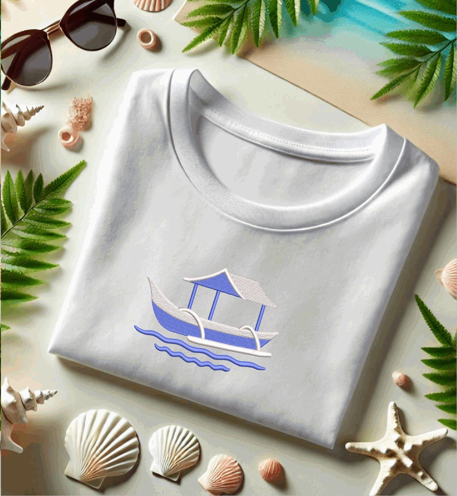 Philippines Boat Local Bangka Embroidery File, Fishing Boat Embroidey ...