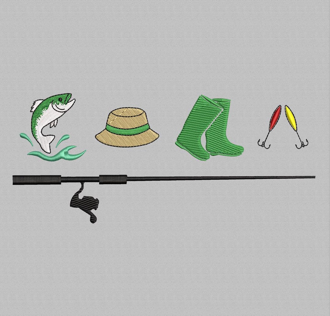 Lake Fishing Machine Embroidery Designs, Fishing Tools, Fishing Hook ...
