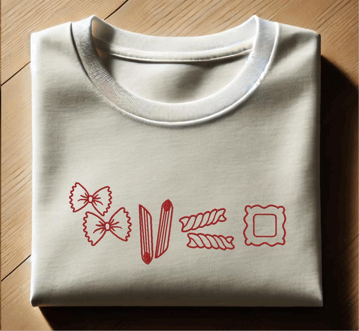 Macaroni Pasta Silhouette Machine Embroidery Design, Italian Food ...