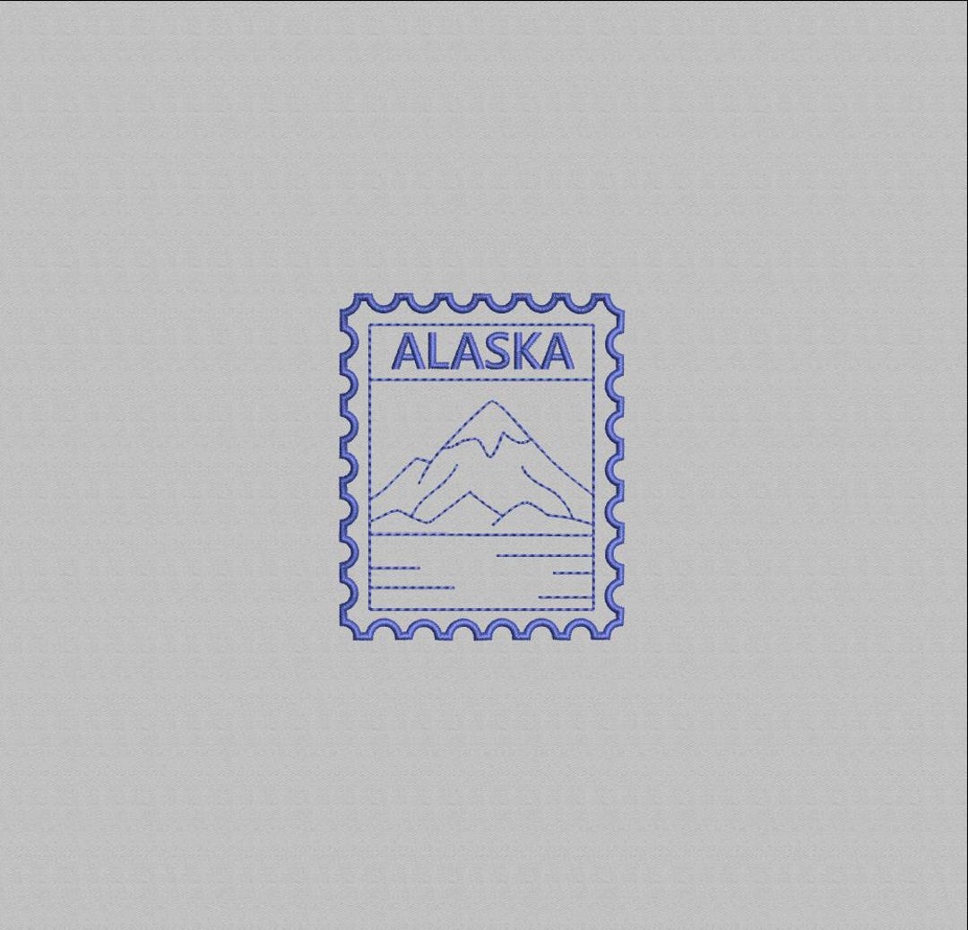 Alaska Stamp Embroidery Design: USA State Postage Pattern (digital File ...
