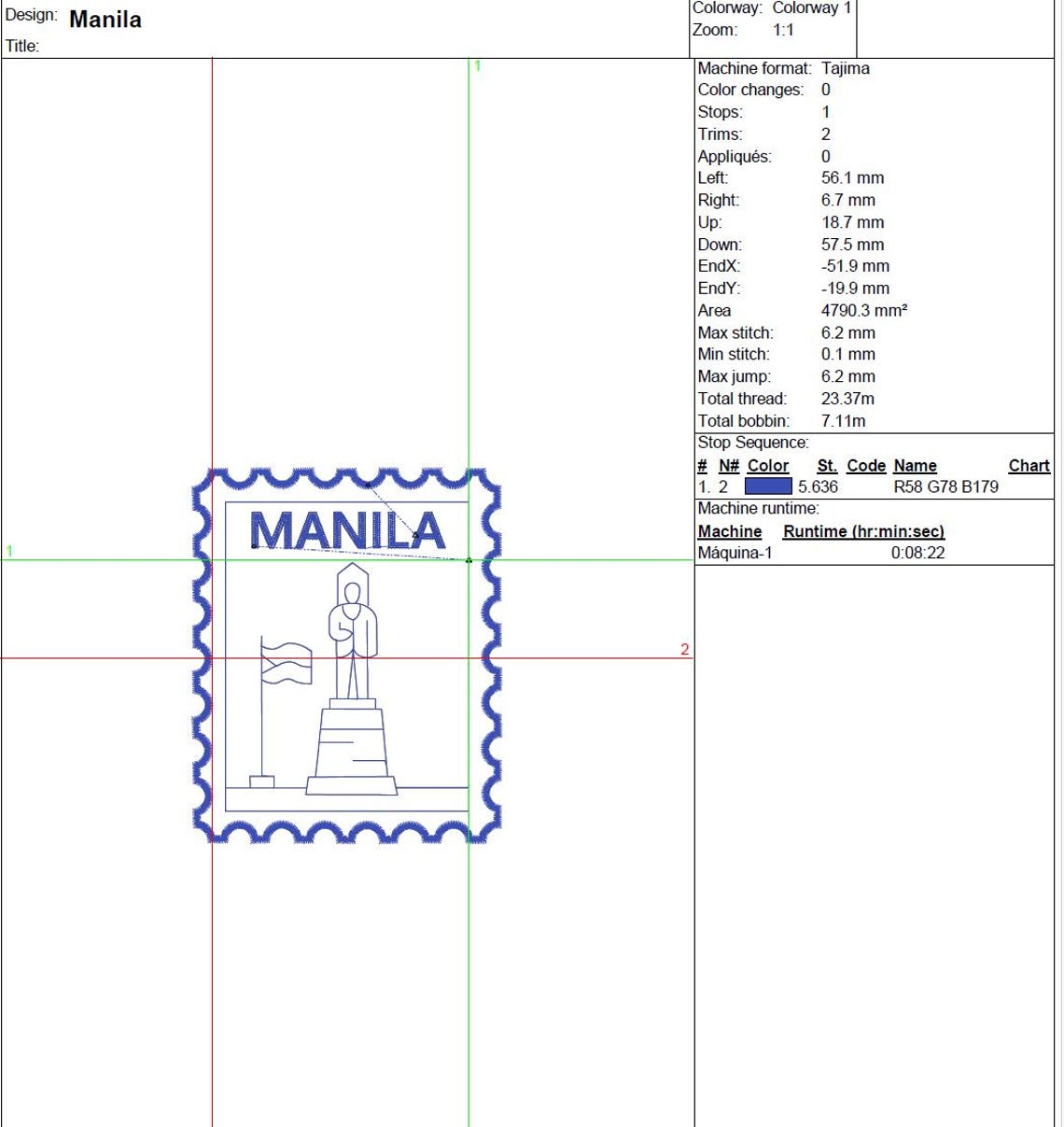 Manila Philippines Stamp Embroidery Design: Philippines Postage, 4 ...