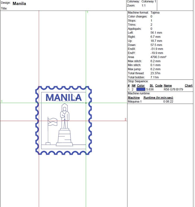 Manila Philippines Stamp Embroidery Design: Philippines Postage, 4 ...