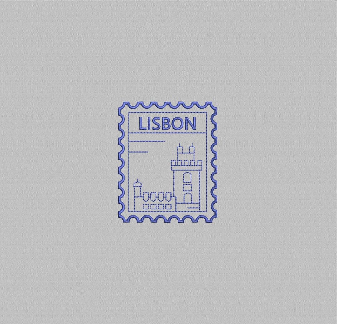 Lisbon City Machine Embroidery Design, Portugal Belém Tower Postage, 4 ...
