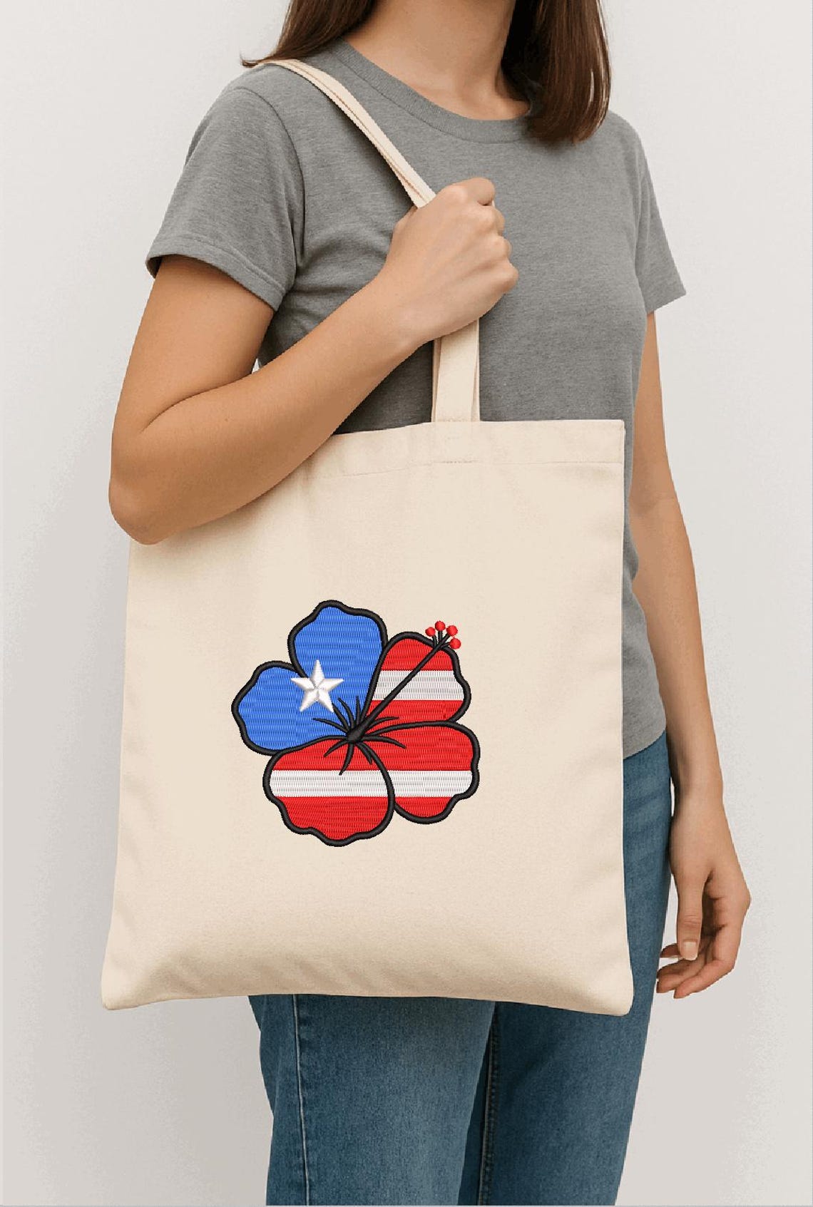 Maga Flower Embroidery File, Maga Flower With Puerto Rico Flag ...