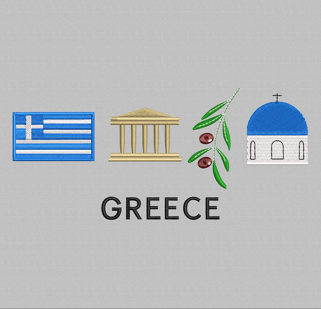 Greece Embroidery Design, Flag, Olive, Temple (instant Download) - Etsy
