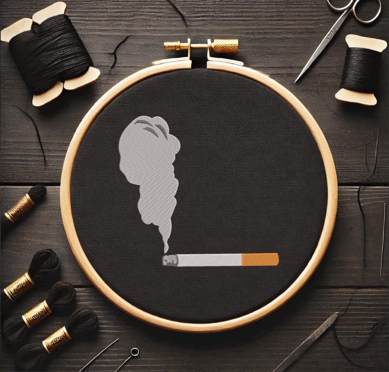 Cigarette Embroidery Design, Smoking Cigarette Embroidery Pattern File ...