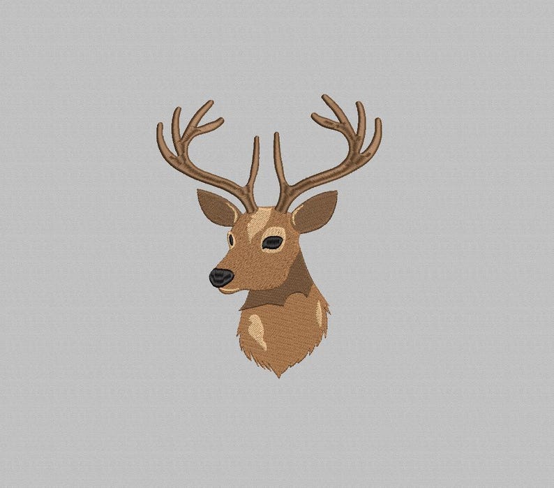 Deer Head Embroidery Design, Buck Deer Embroidery Digital File, Animal ...