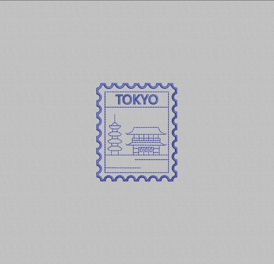 Tokyo Stamp Embroidery Design: Japan Postage, 4 Sizes (digital File) - Etsy