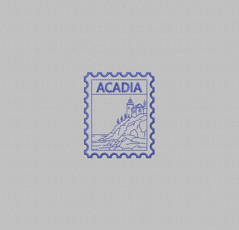 Acadia National Park Embroidery Design: Maine State USA Stamp (digital ...