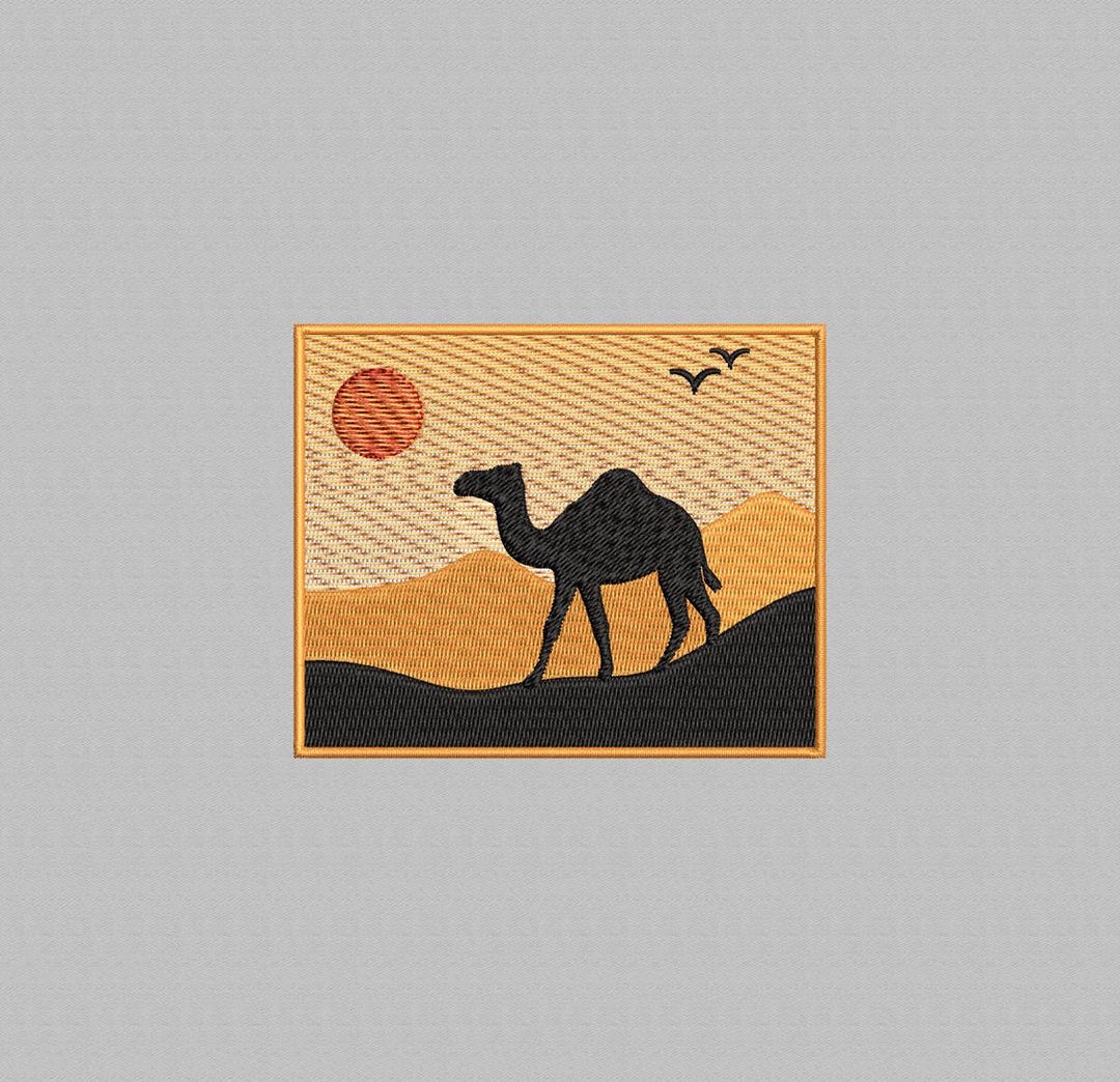 Camel Dune Embroidery Design, Moroccan Desert, Farm Embroidery, Machine ...